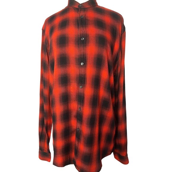 Zara | Shirts | Zara Man Mens Button Up Shirt Xl 44 Relaxed Red Black ...